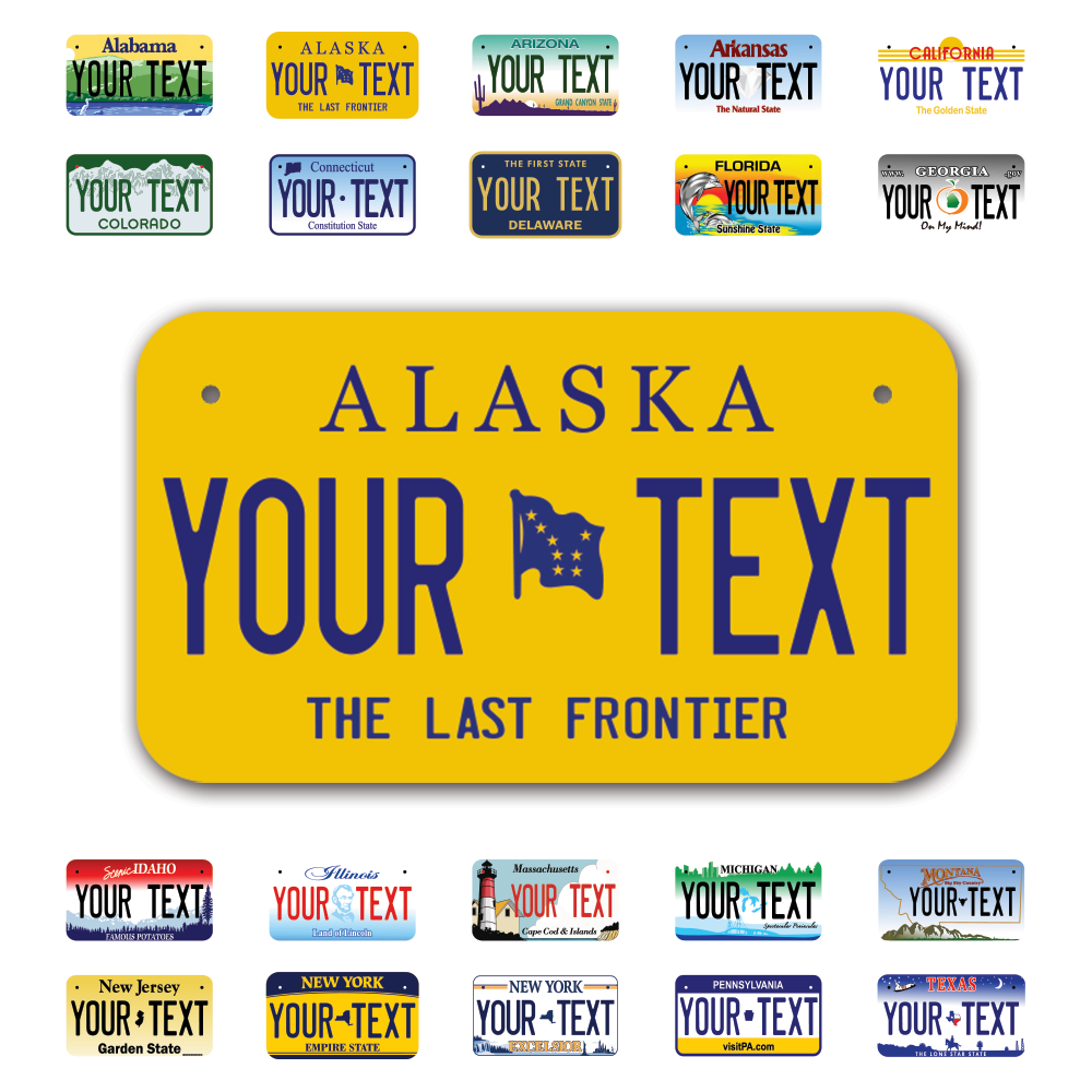 Personalize Motorcycle License Plates from All 50 USA States - 7"x4 ...