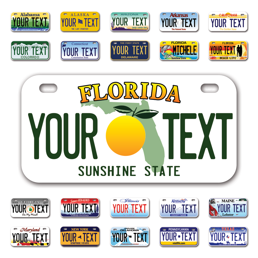 Personalize Bicycle License Plates from All 50 USA States - 6"x3" - Id ...