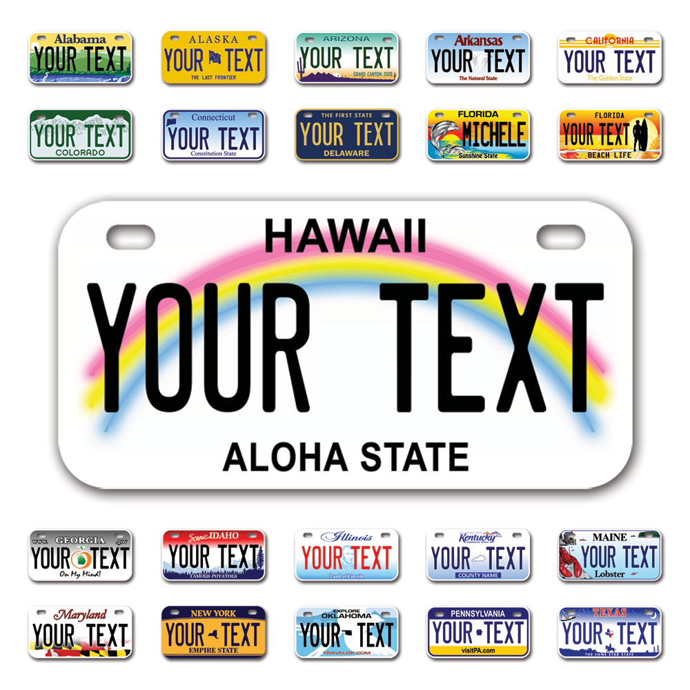 Personalize Bicycle License Plates from All 50 USA States - 6"x3" - Id ...