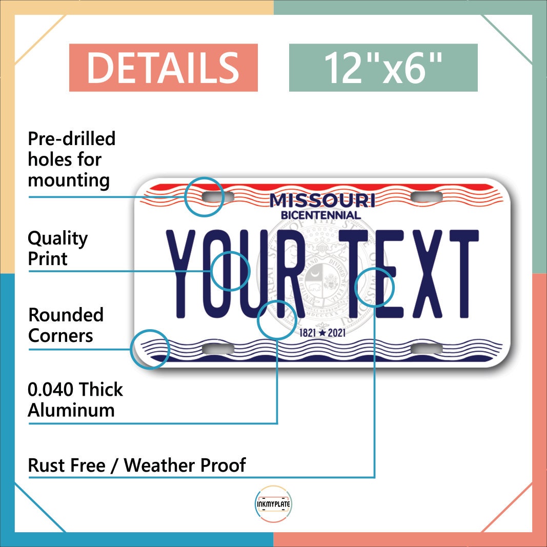 Personalized MISSOURI License Plate for Cars, Trucks, Motorcycles, Bic ...