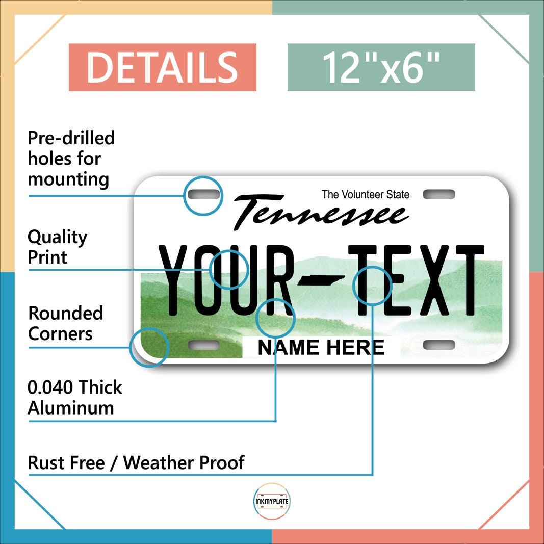 Personalized TENNESSEE License Plate for Cars, Trucks, Motorcycles, Bi ...